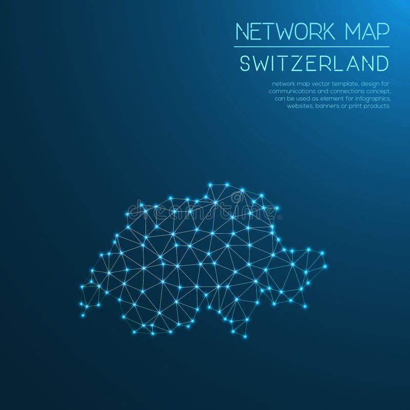 Switzerland network map. stock vector. Illustration of molecular ...
