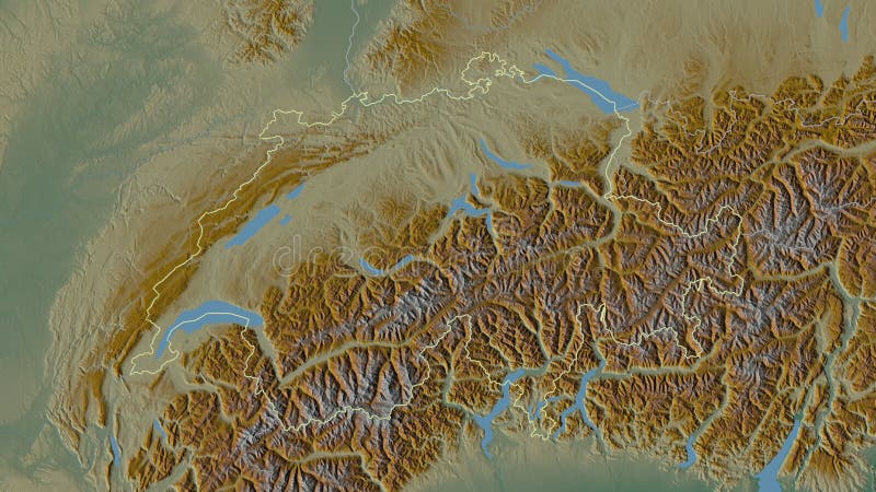 Switzerland, relief map stock illustration. Illustration of chart - 3002996