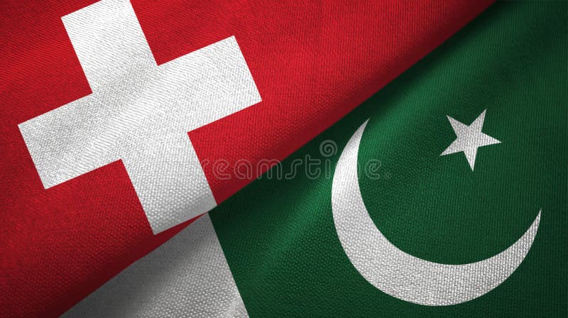 Switzerland and Pakistan Two Flags Textile Cloth, Fabric Texture Stock ...