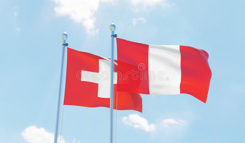 Two waving flags stock illustration. Illustration of peru - 113654053
