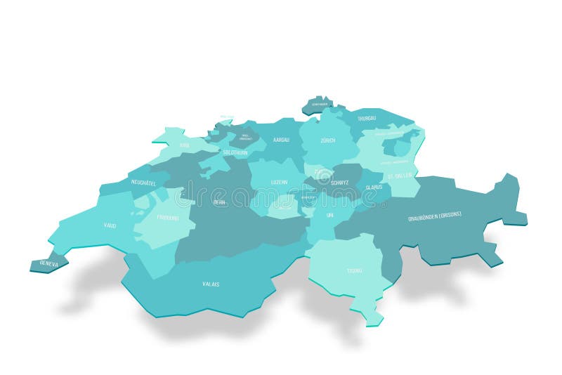Switzerland Political Map of Administrative Divisions Stock Vector ...