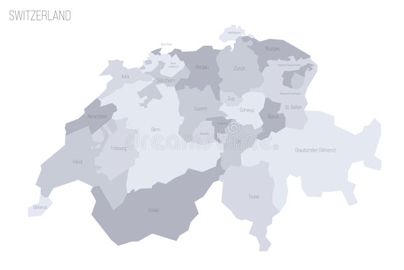 Switzerland Political Map of Administrative Divisions Stock Vector ...