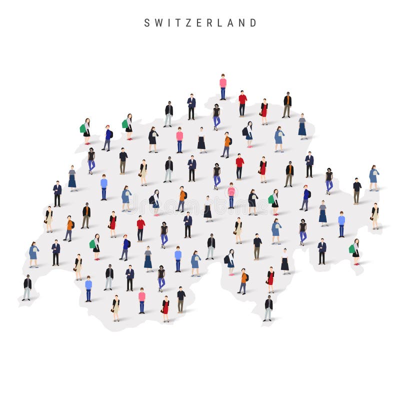 Switzerland Population Map. Large Group of People in a Shape of Swiss ...