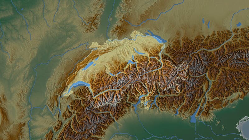 Switzerland, relief map stock illustration. Illustration of chart - 3002996