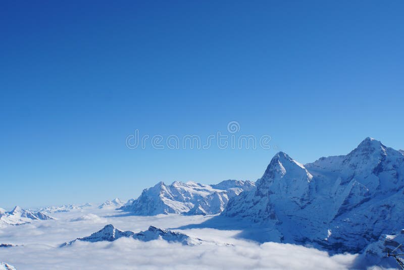 VIew of Mount Eiger and Monch from Schilthorn Station Stock Photo ...