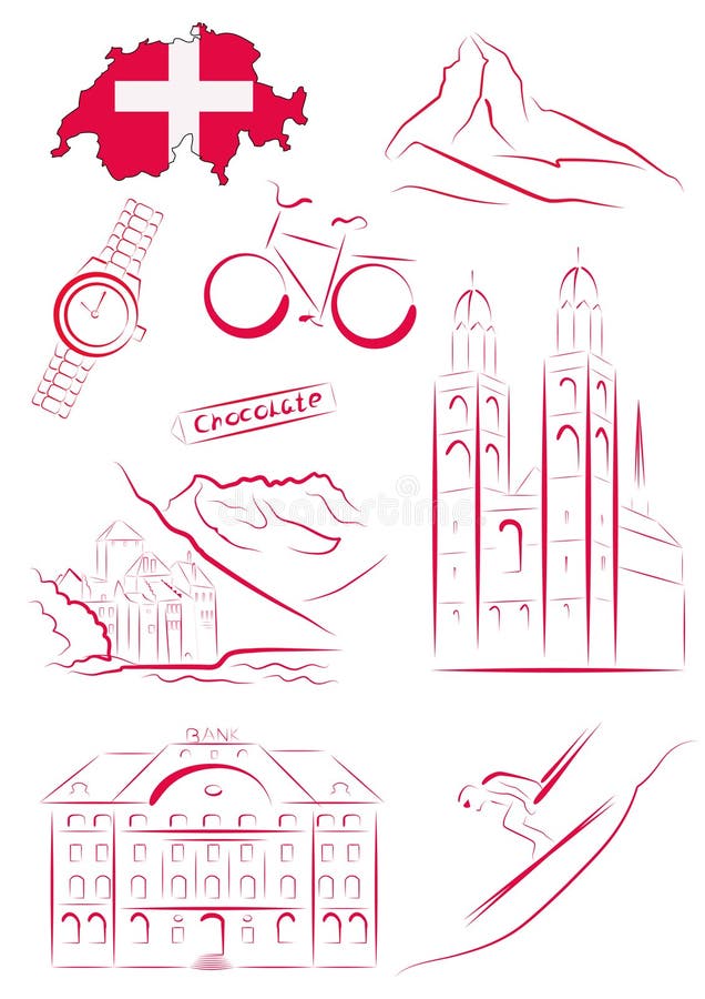 Switzerland Sights and Symbols Editorial Photography - Illustration of ...