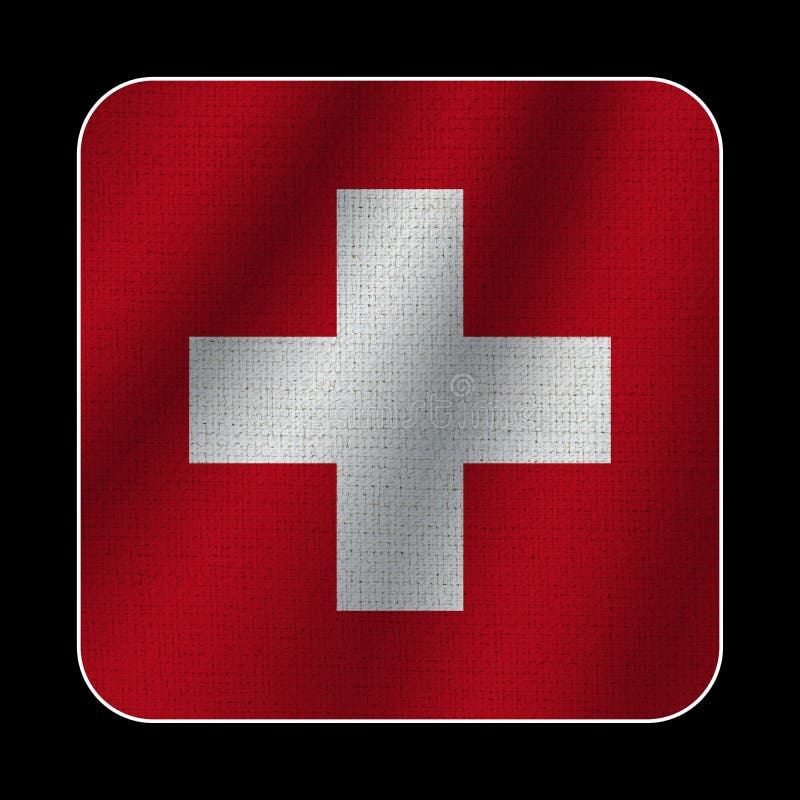 Switzerland Square Flag, Fabric Pattern Texture, Black Background, 3D ...