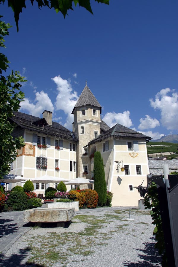 Switzerland, Valais, Sierre, Villa Castle. Stock Image - Image of ...