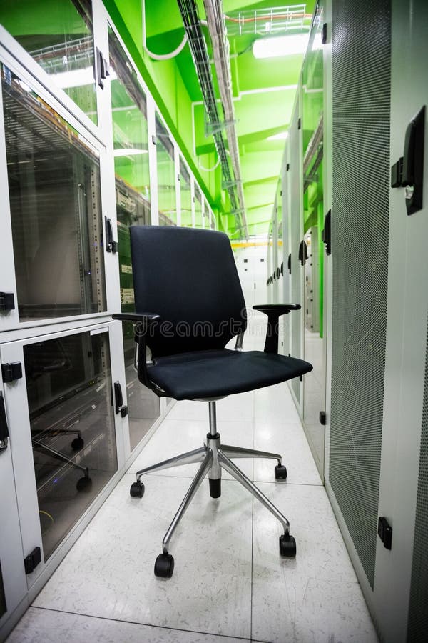 Swivel Chair in Front of Data Center Stock Illustration - Illustration ...
