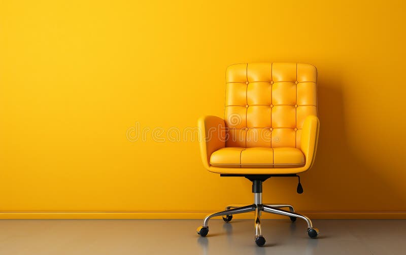 Swivel Chair Yellow Wall Background -Generative Ai Stock Illustration ...