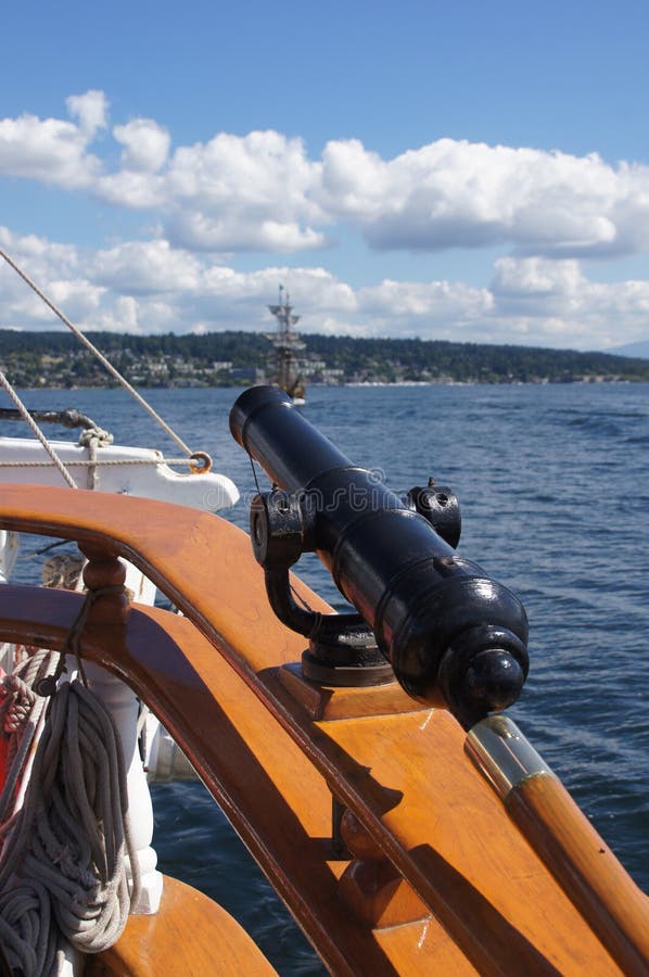 Swivel gun on deck stock image. Image of tall, blue, water - 26528973