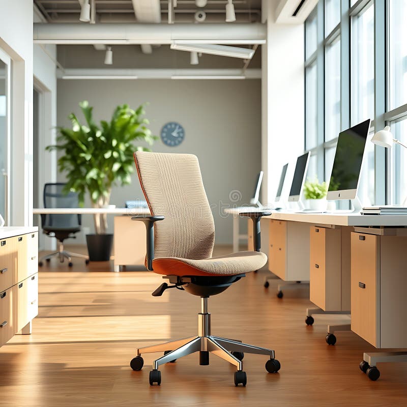 Swivel Office Chair with Ergonomic Features Placed in a Bright Spacious ...