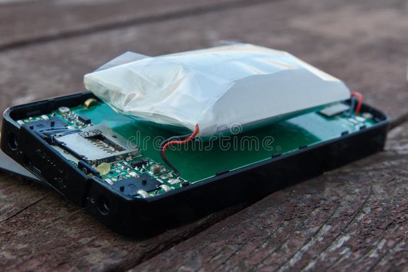 Swollen Phone Battery on White Background Stock Photo - Image of white ...