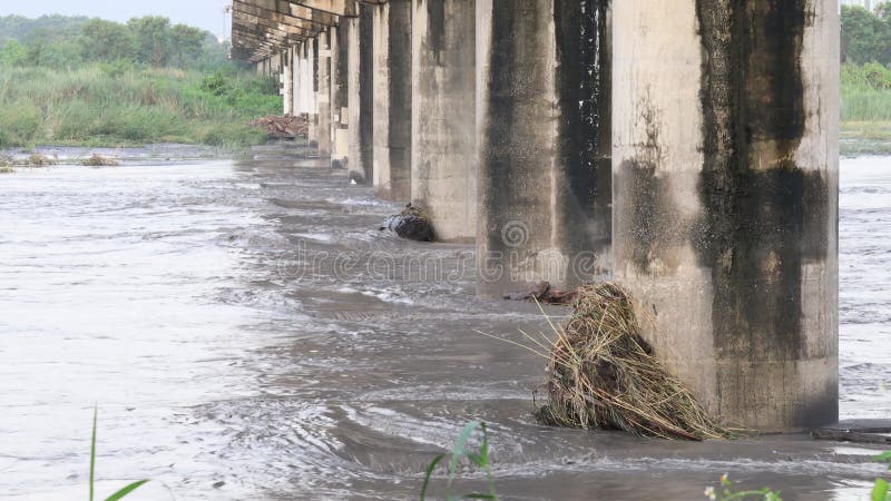 In the Swollen Stream, What Flows is Not Water, but Mud. Stock Footage ...