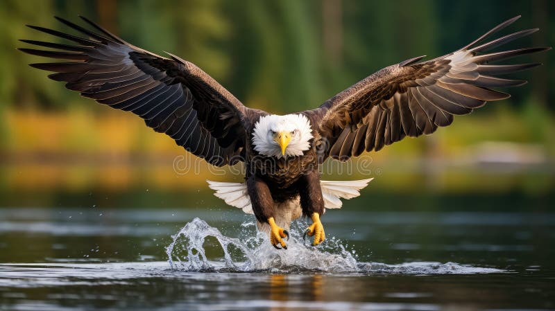 Swooping bald eagle water stock illustration. Illustration of raptor ...