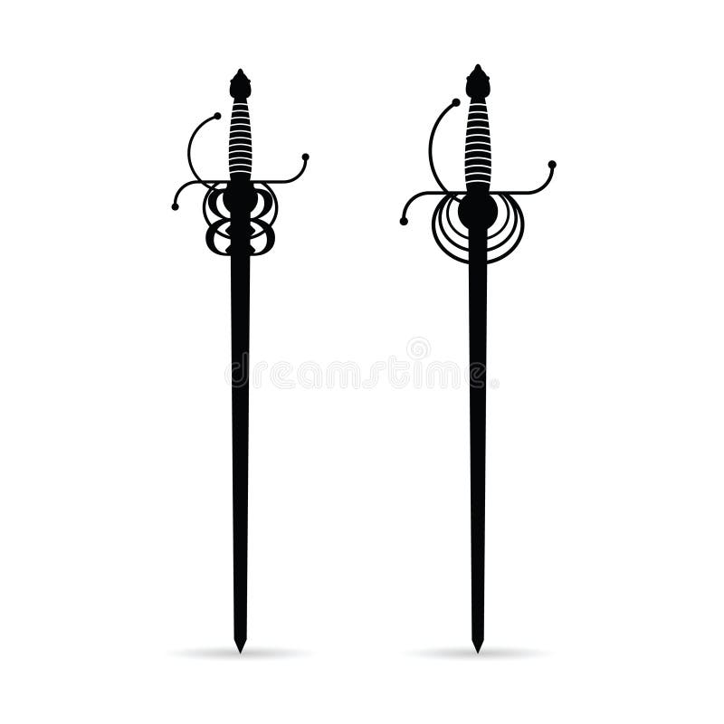 Samurai Sword Set in Black Color Illustration Stock Vector ...