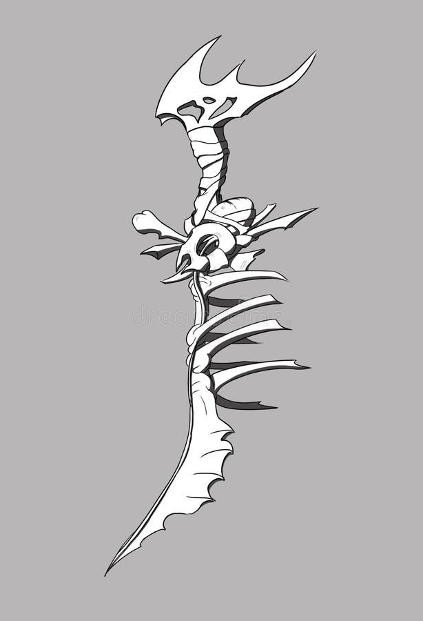 Sword from Bones Concept Design, Weapon Art Stock Illustration ...