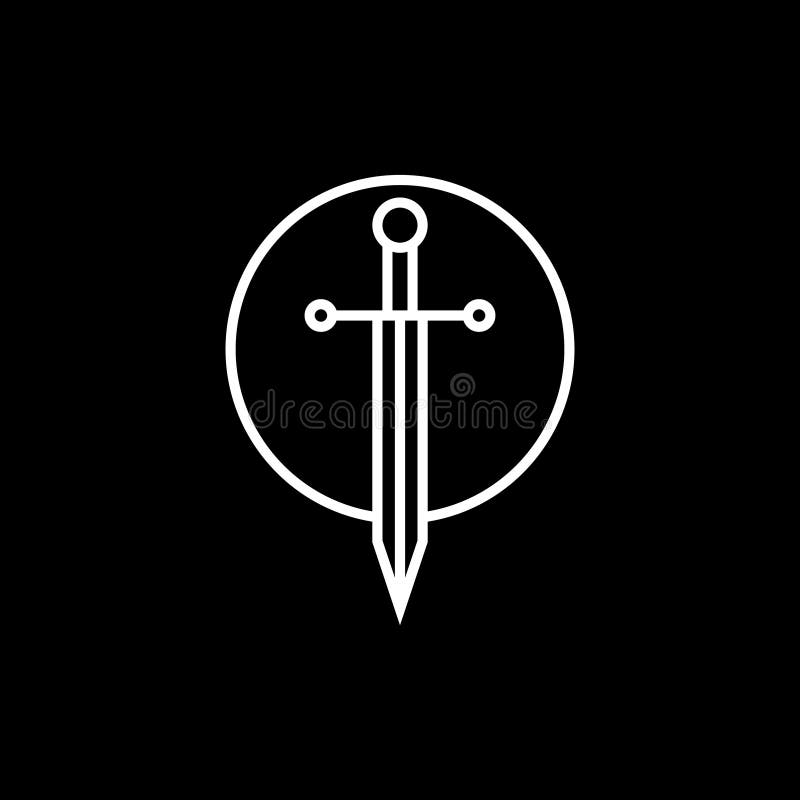 Sword on Circle Logo Design Stock Vector - Illustration of identity ...