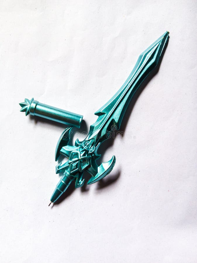 A Sword Designed Pen in Isolated White Stock Image - Image of closeup ...