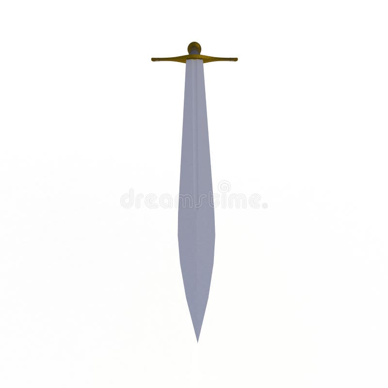 Sword Displayed by Top View, Isolated on White Background Stock ...