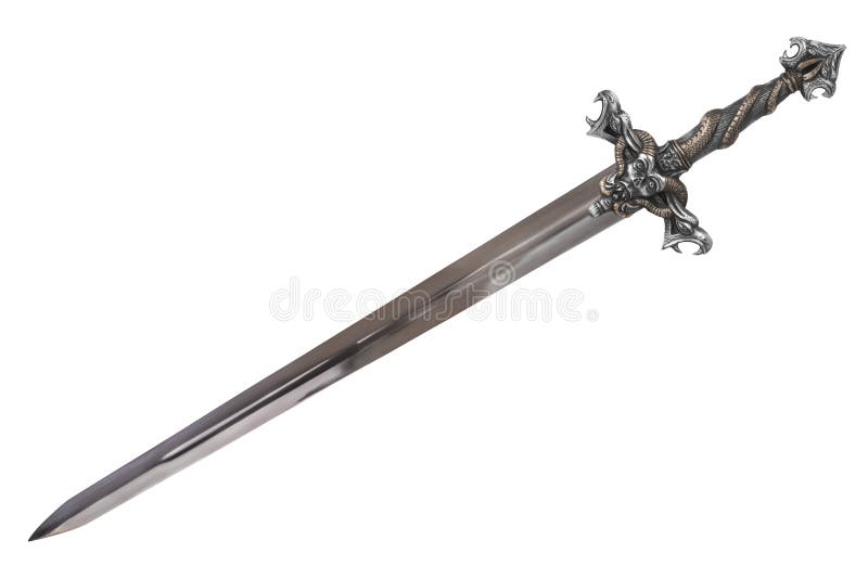 Sword Disposed by Diagonal, Isolated on White Background. Stock Image ...