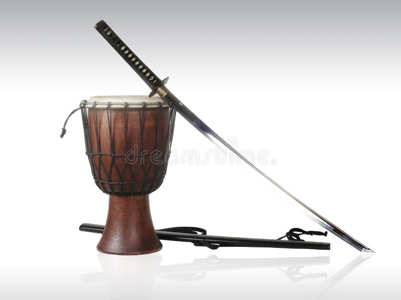 Sword and drum stock image. Image of samurai, black, white - 7406003