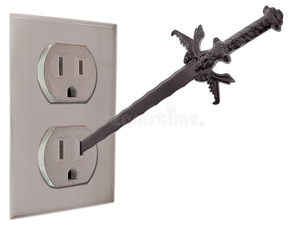 Sword in Electrical Outlet stock photo. Image of medieval - 268462204