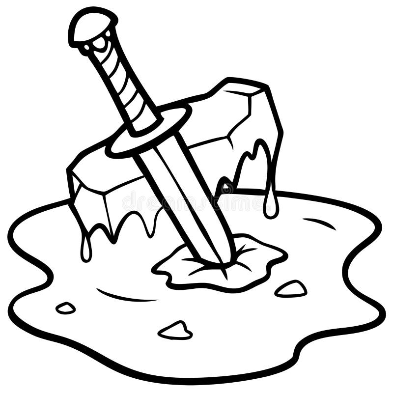 Sword Embedded in Stone Medieval Legend Theme Vector Illustration Stock ...