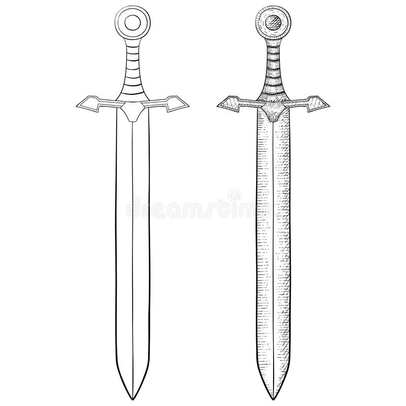 Sword. Hand Drawn Sketch. Vector Illustration. Stock Vector ... Sword. Hand Drawn Sketch. Vector Illustration. Stock Vector ...