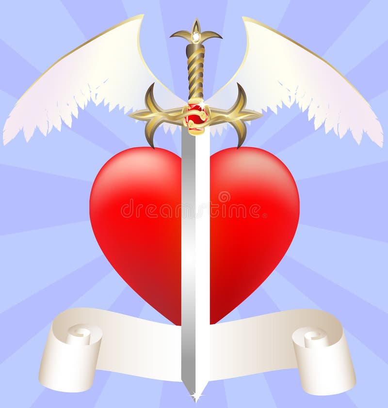 Heart-sword stock vector. Illustration of dotted, magic - 3864031