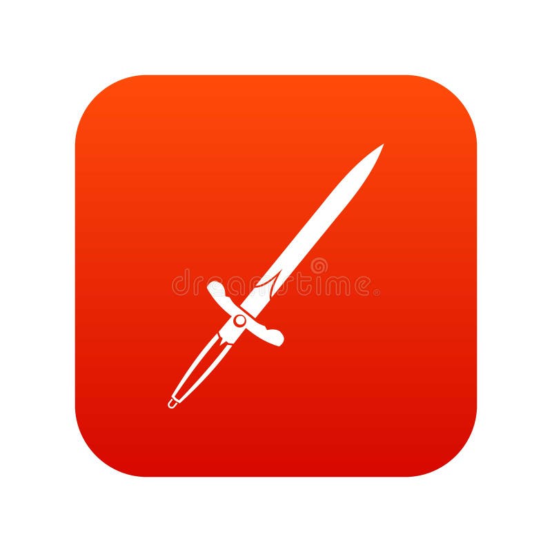 Sword icon digital red stock vector. Illustration of antique - 103275309