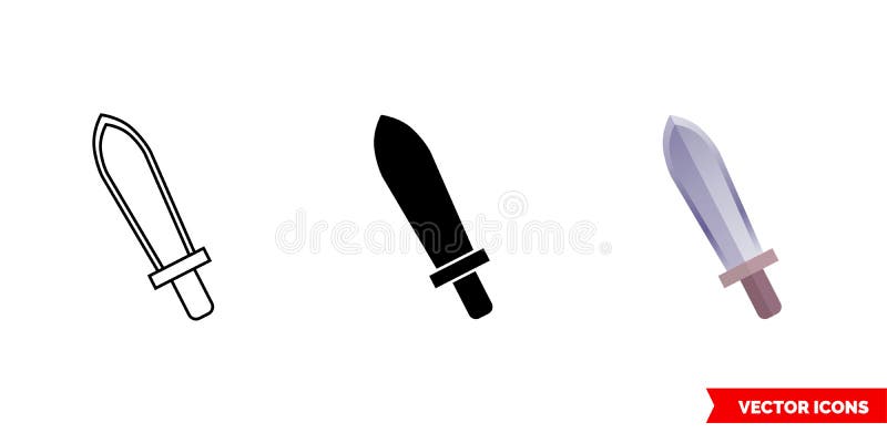 Sword Icon of 3 Types Color, Black and White, Outline. Isolated Vector ...
