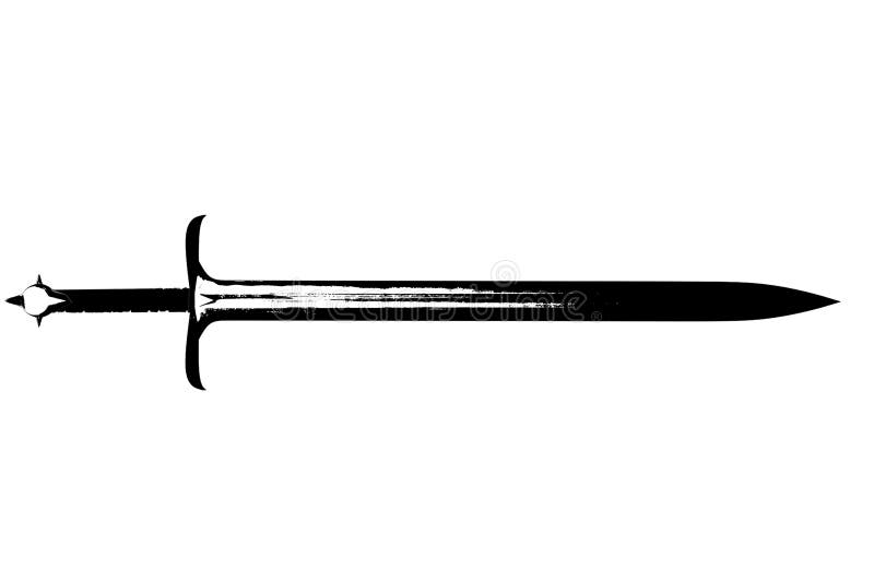 Sword Knife. Black Silhouette. Front Side View. Vector Simple Flat ...