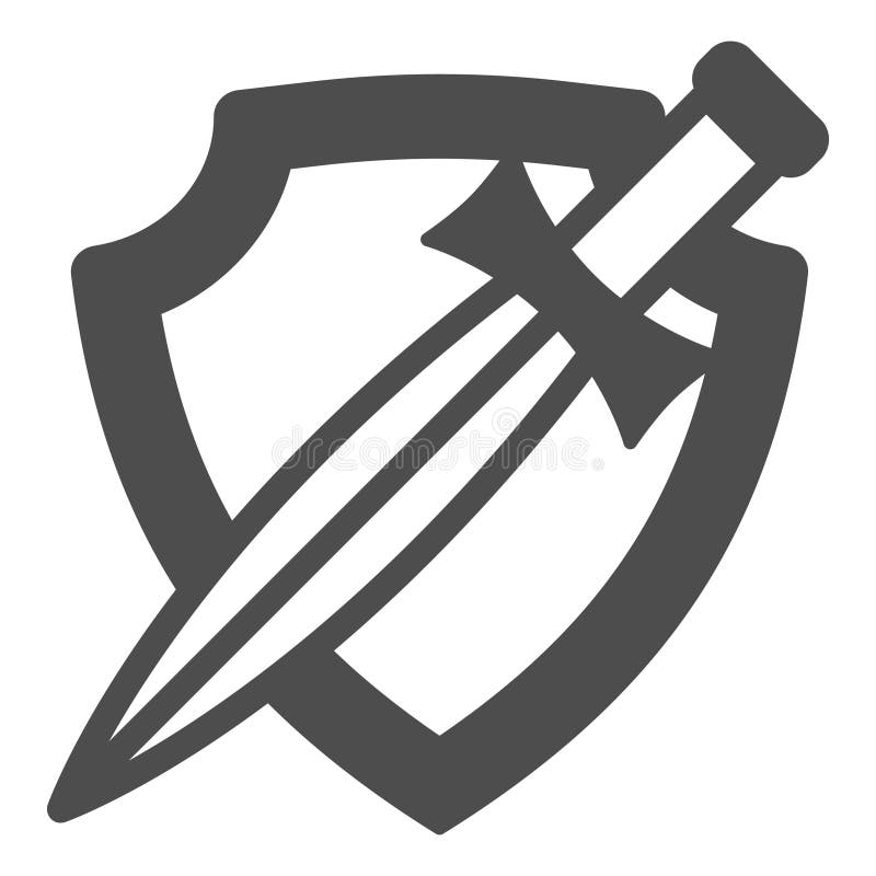 Sword Knife with Shield Solid Icon, Medieval Culture Concept. Vector ...