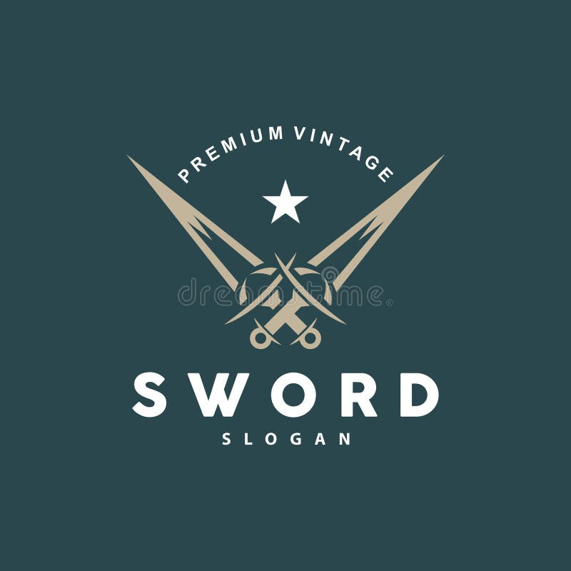 Sword Logo, Fighter War Weapon Vector, Premium Retro Vintage Typography ...