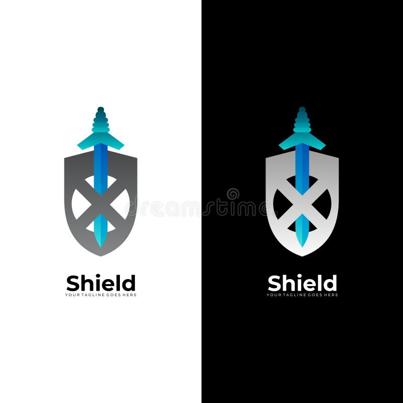 Sword Logo with Shield, War Defense, Simple Style Stock Vector - Illustration of heraldic, guard ...
