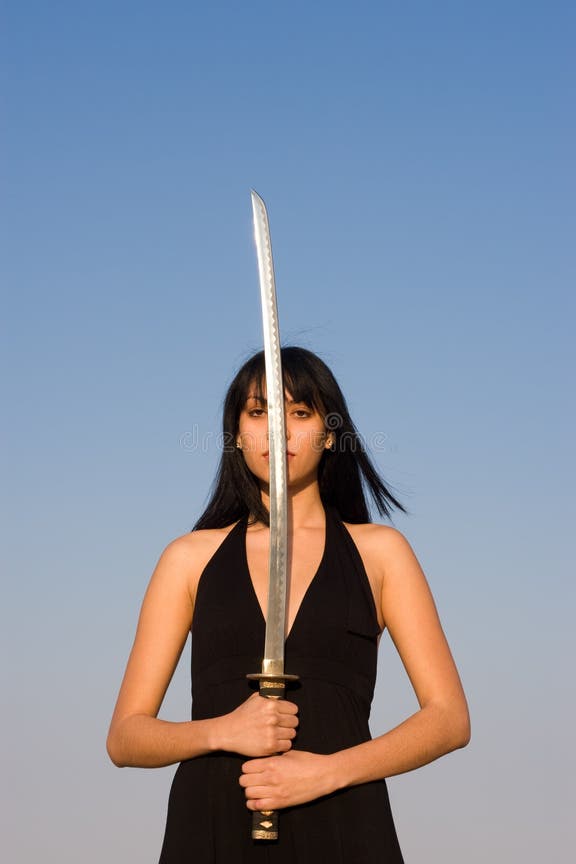 Sword Reflection stock photo. Image of assault, feminine - 3499790