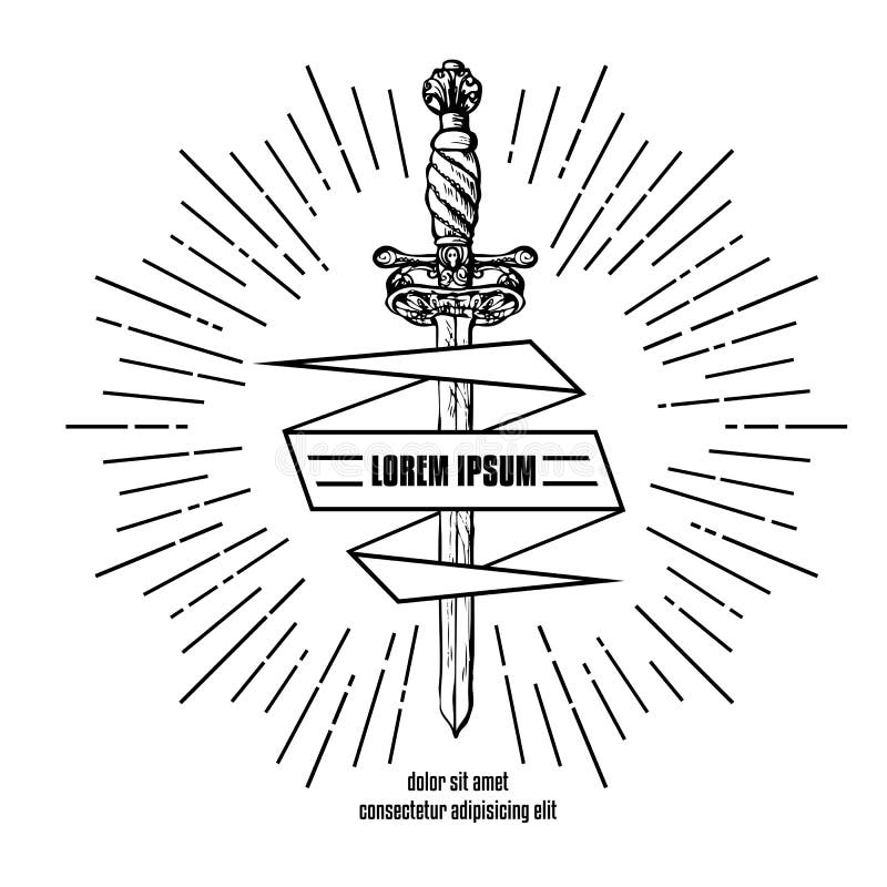 Sword and Ribbon stock vector. Illustration of equipment - 74297112
