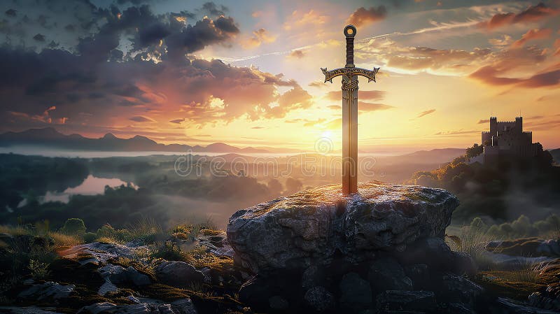 Sword in a Rock, AI Generated Stock Illustration - Illustration of ...