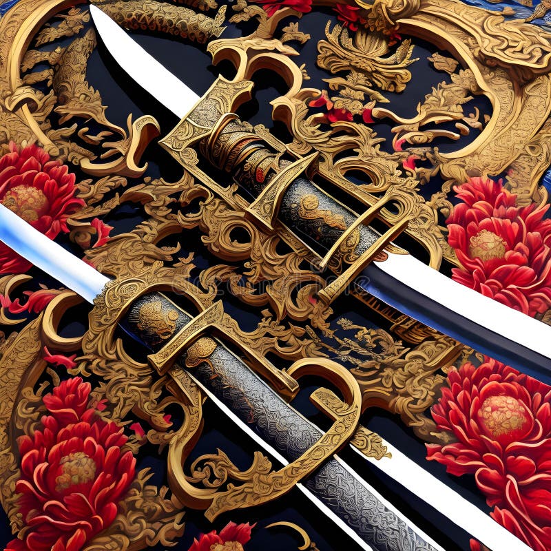 Sword of Samurai, Generative AI Illustration Stock Illustration ...
