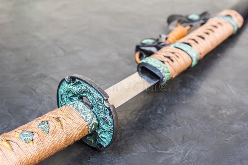 Sword of the Samurai. Medieval Japanese Weapons Stock Photo - Image of ...
