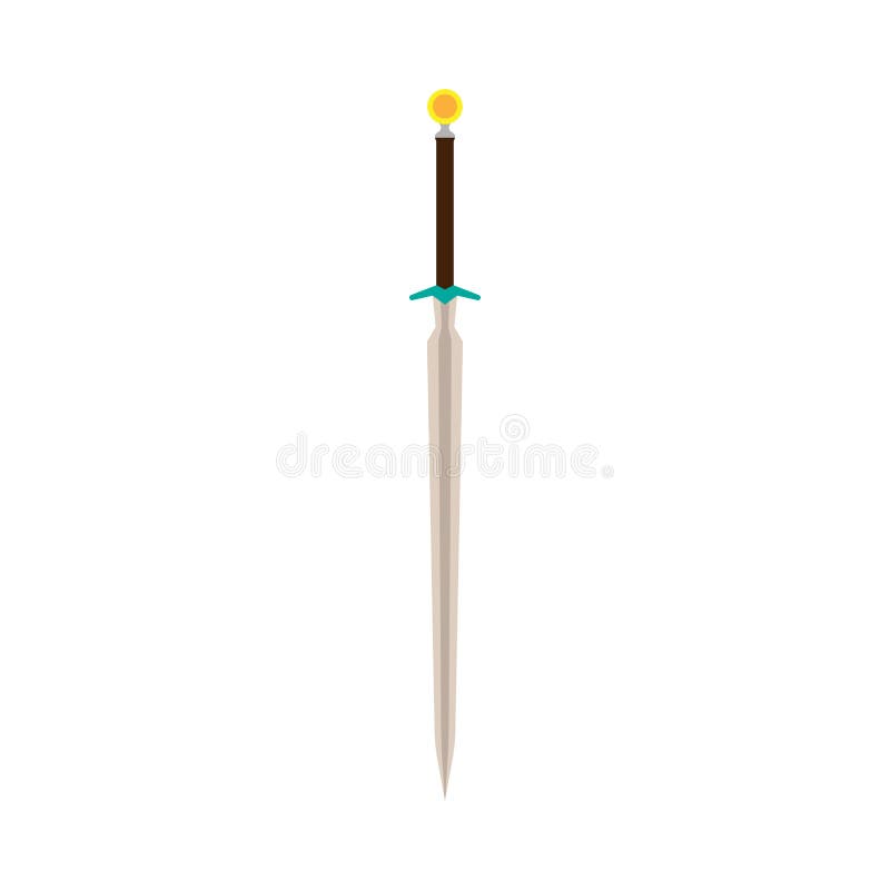 Sword Sharp Steel Medieval Knight Vector Flat Icon Isolated White Stock ...