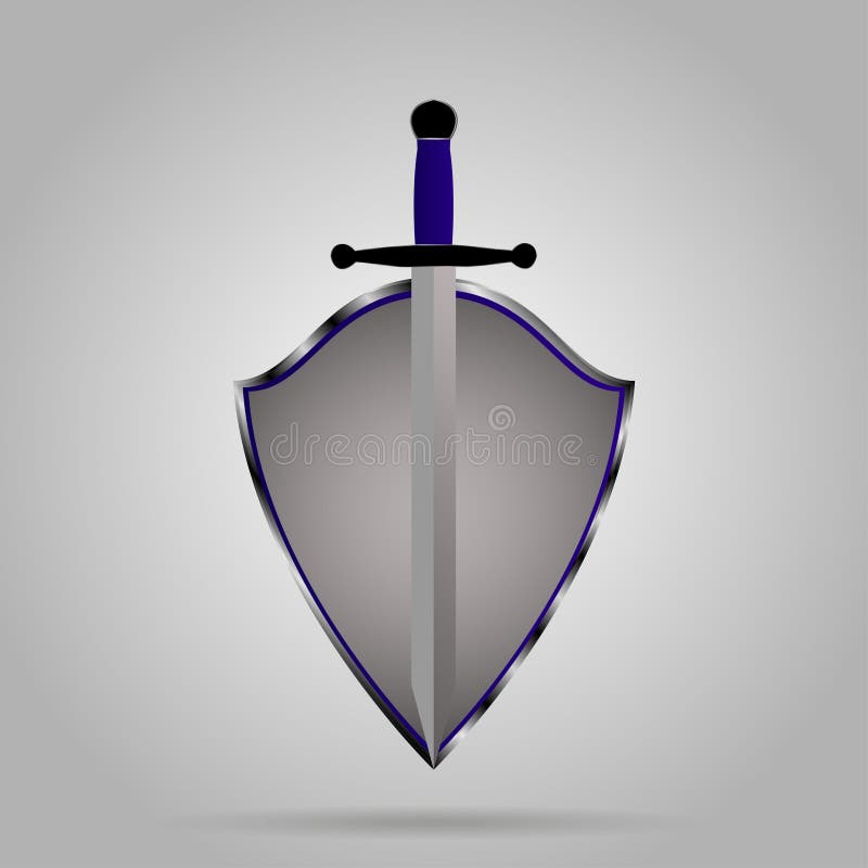 Sword and Shield Emblem on Gray Background Stock Illustration ...