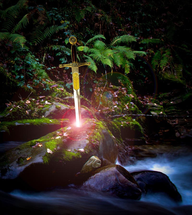 Sword in the Stone Excalibur Stock Image - Image of magic, rock: 78763523