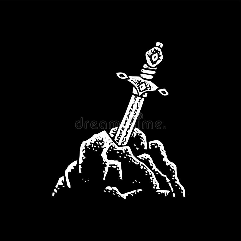 Excalibur Sword Black White Sketch Stock Illustrations – 31 Excalibur ...