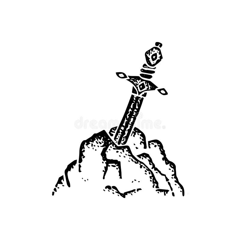 Excalibur Sword Black White Sketch Stock Illustrations – 31 Excalibur ...