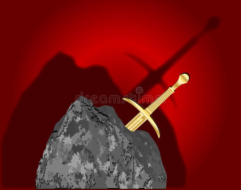 Sword in the Stone stock illustration. Illustration of drawing - 54073535