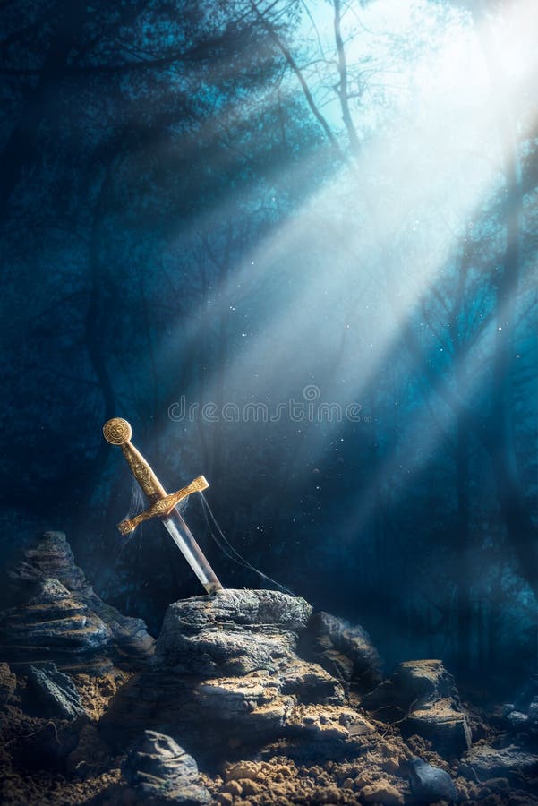 Excalibur Wallpaper Excalibur Sword In The Stone With Light Rays In A