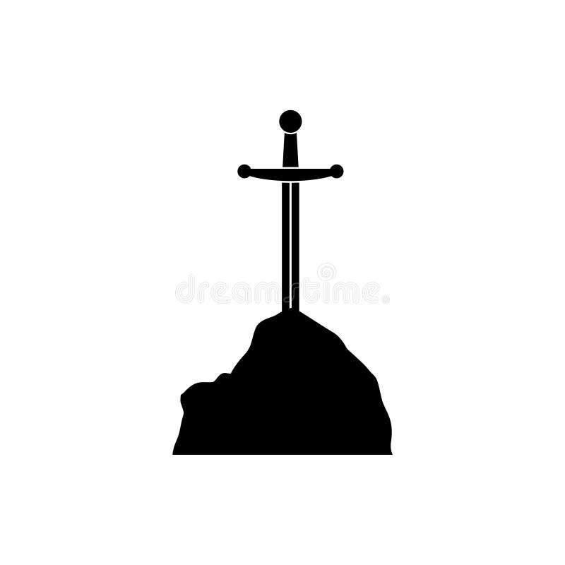 Sword in Stone Silhouette Icon with Long Shadow Stock Vector ...