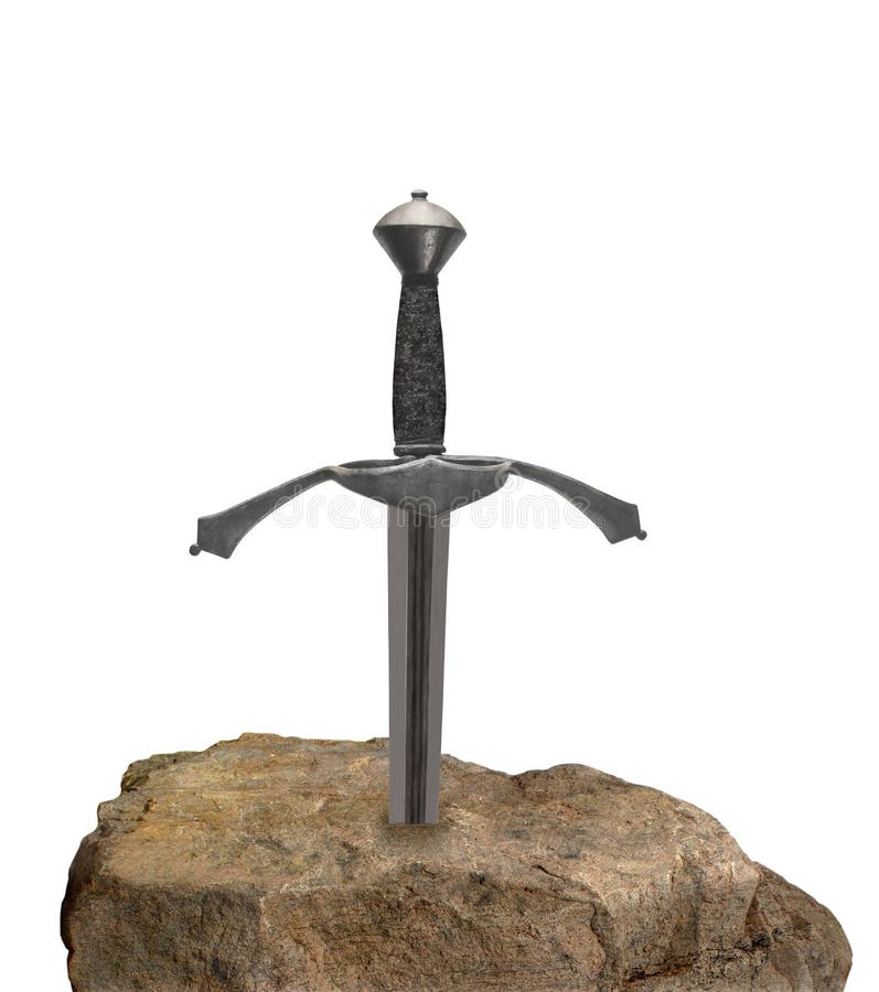 Sword in a stone isolated. stock photo. Image of antique - 28330742